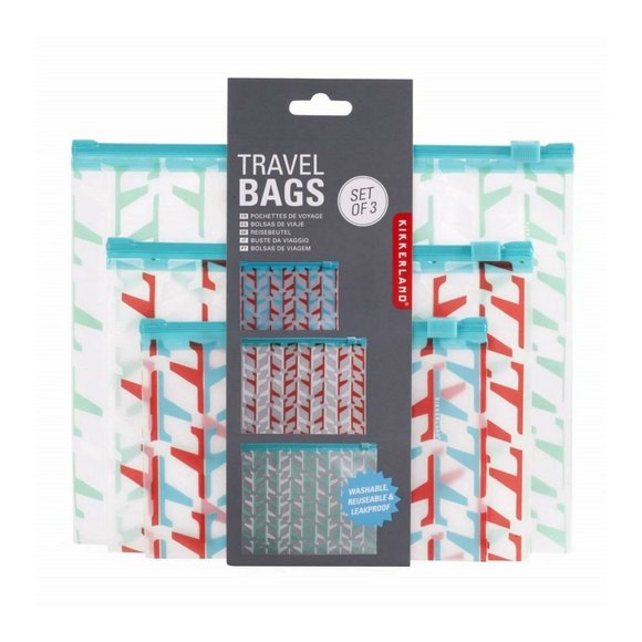 Kikkerland Bags Set Of 3 Kikkerland Travel Bags Packing Toiletry Washable Reusable Leakproof